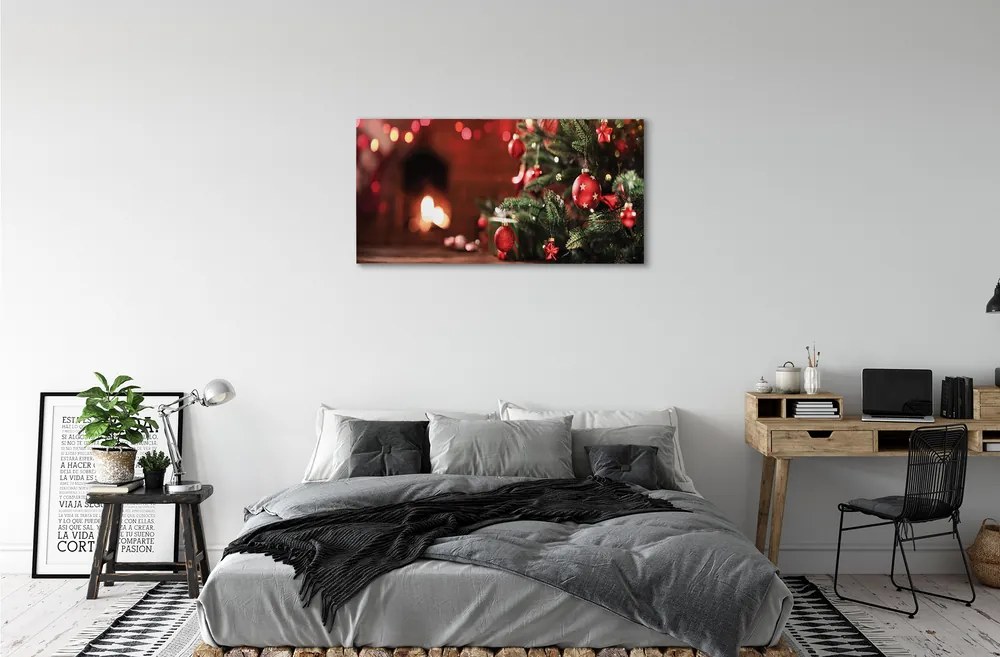 Obrazy na plátně Vánoční strom ozdoby světla dárky 125x50 cm
