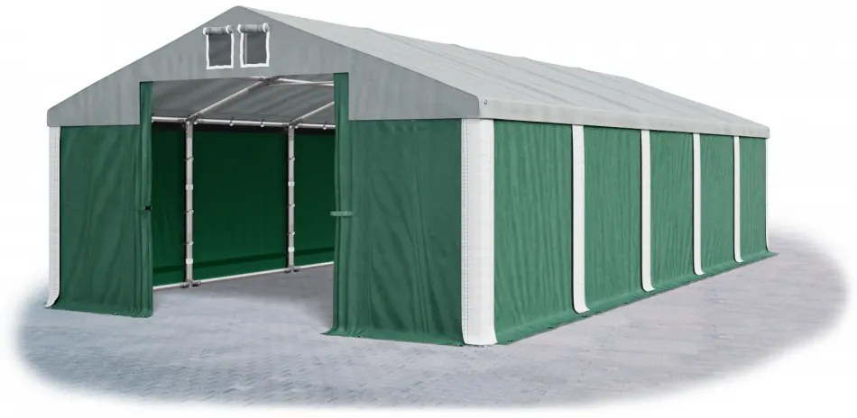 Garážový stan 5x6x2m střecha PVC 560g/m2 boky PVC 500g/m2 konstrukce ZIMA Šedá Zelená Bílé