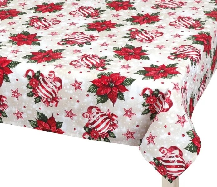 Bellatex Ubrus VÁNOCE ozdoby Červená,Zelená,Bílá rozměr 100x100 cm