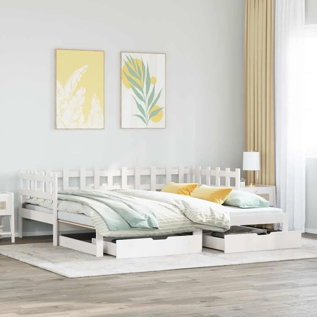 Válenda s přistýlkou a zásuvkami bez matrace bílá 90x200 cm 3302252