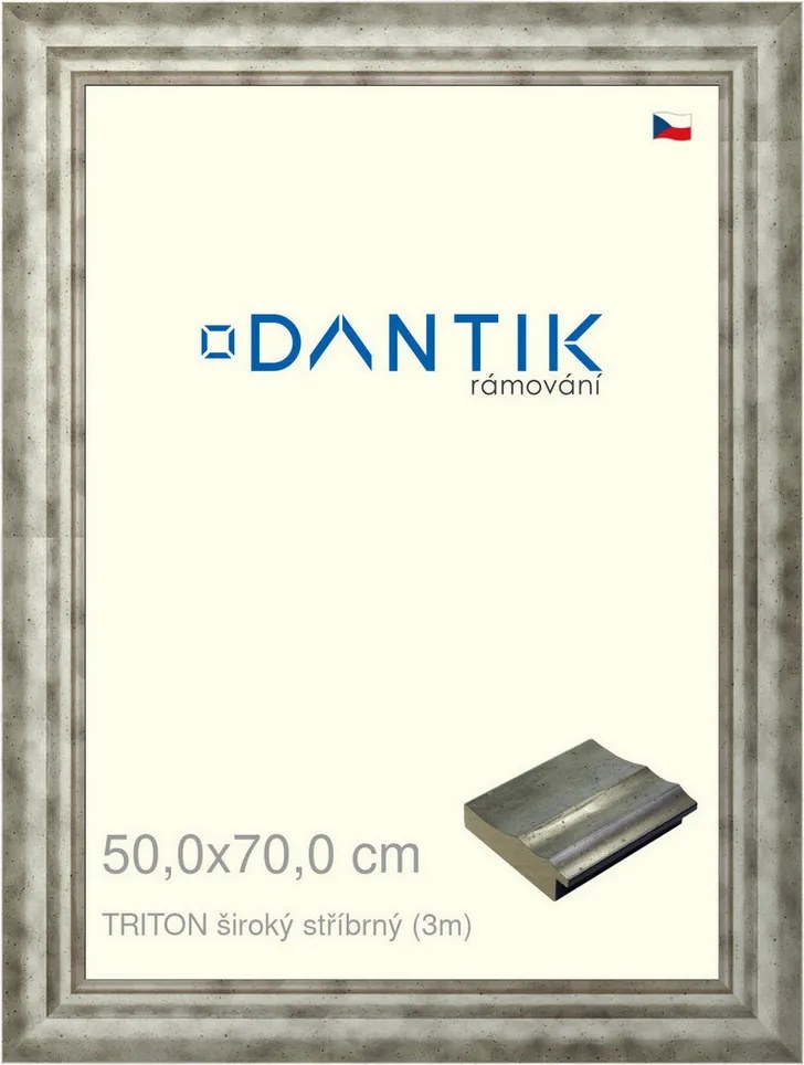 DANTIK rámeček 50x70 | TRITON široký stříbrný (Plexi Čiré)