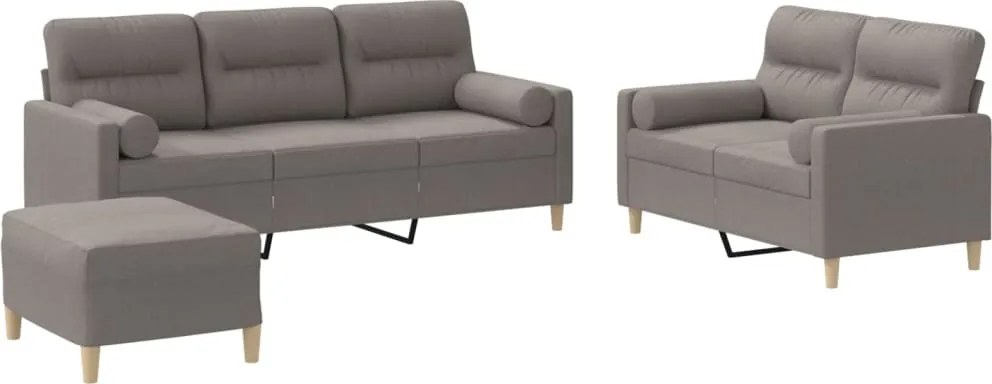 3dílná sedací souprava s polštáři taupe textil 3201631