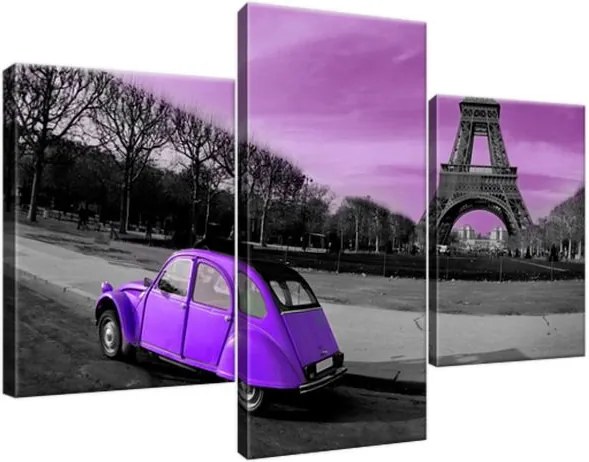 Tištěný obraz Fialový Citroën 2cv v Paříži 90x30cm 1375A_3A