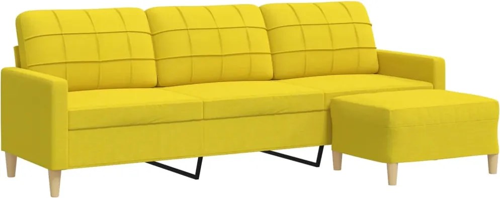 3místná pohovka s podnožkou světle žlutá 210 cm textil 3278254