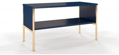 Konferenční stolek SKANDICA POLKA 44x80 cm, tmavě modrá a zlaté kovové nohy SKANDICA 5570