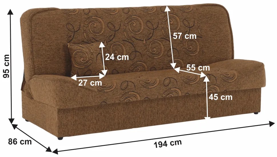 Kondela Rozkládací pohovka, látka zlatá / vzor, ASIA NEW