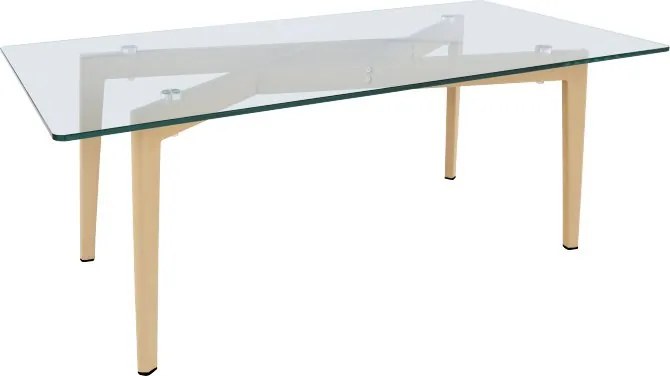 Tempo Kondela Jídelní stůl, sklo / kov s úpravou buk, PEDREK Typ 3
