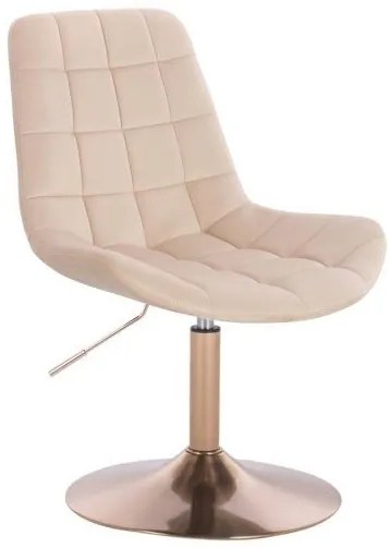 LuxuryForm DESIGN Otočná židle PARIS VELUR na zlatém talíři - krémová