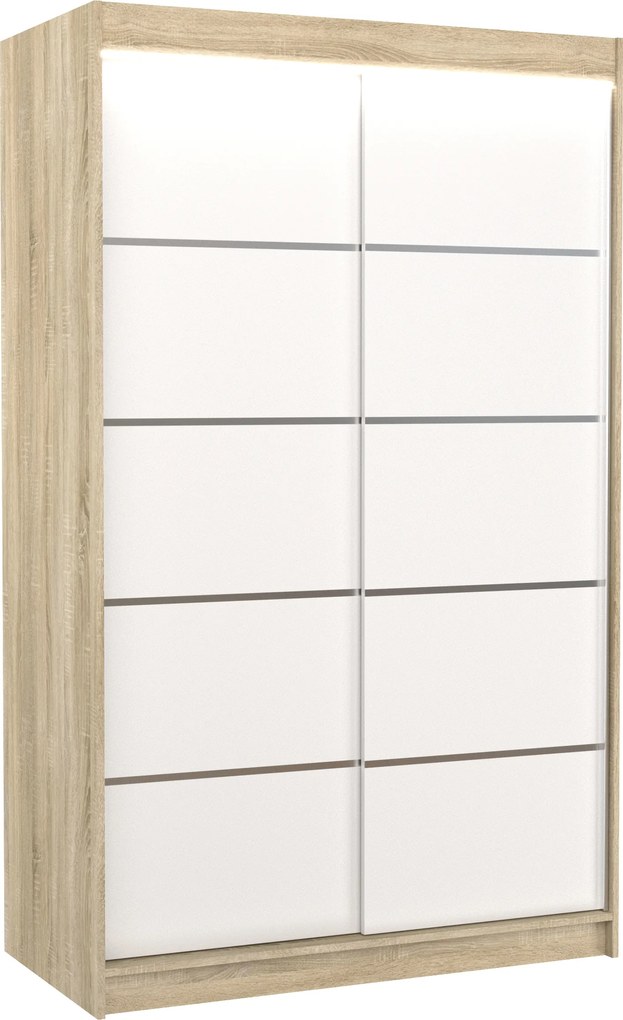 ADRK Furniture Posuvná skříň s LED osvětlením BENISSO 120 SW-BEN-S+W-120+L-V074