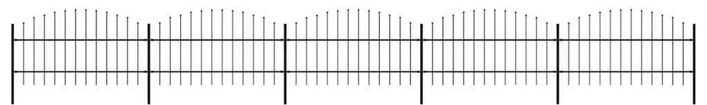 Zahradní plot s kopím nahoře ocelový 838 x 100 cm černý 277716