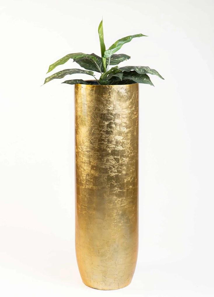 Exkluzivní květináč SOLERIO, sklolaminát, výška 100 cm, zlatý lesk