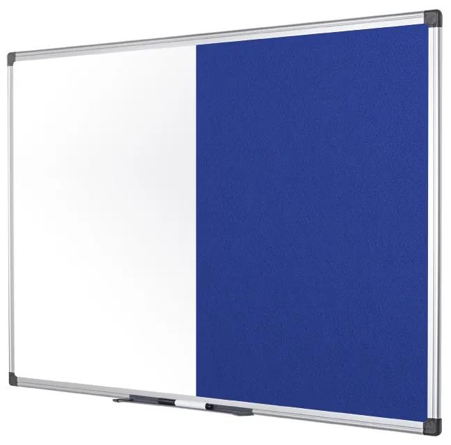Bi-Office Popisovací magnetická tabule a textilní nástěnka, bílá/modrá, 900 x 600 mm