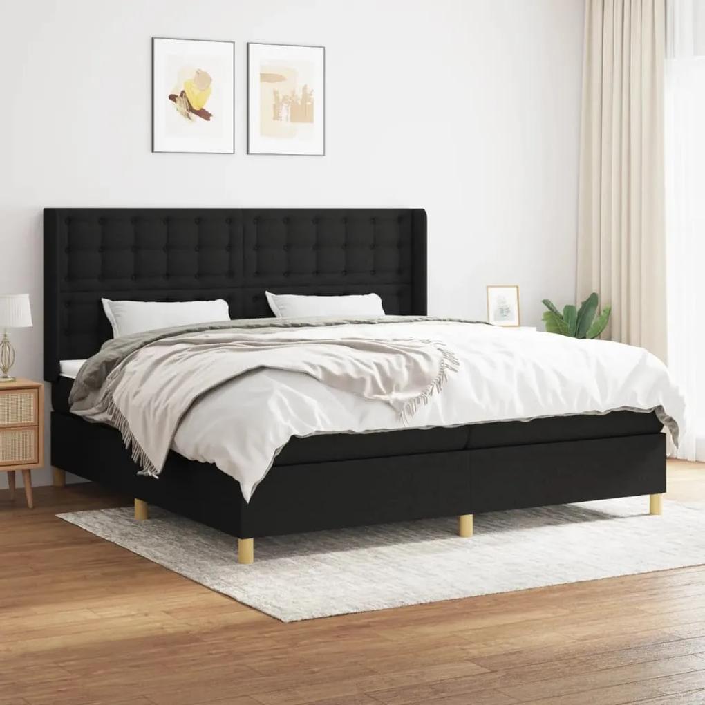 Box spring postel s matrací černá 200x200 cm textil,  3132339