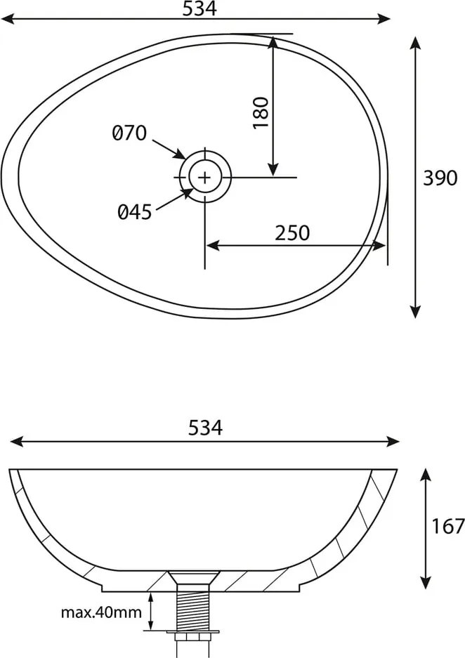 Světle šedé betonové umyvadlo 53x39 cm Punc – Sapho