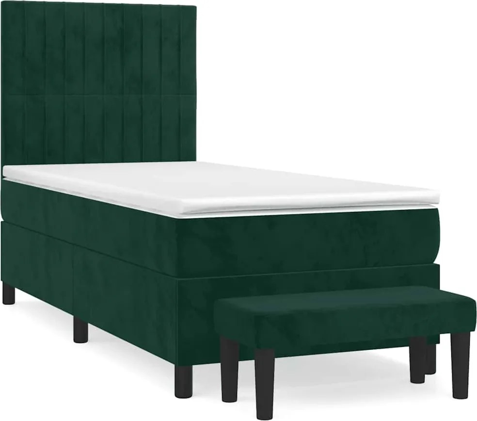 Box spring postel s matrací tmavě zelená 90x190 cm samet 3137938