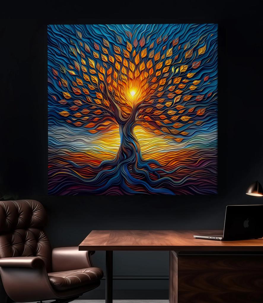 Obraz na plátně - Strom života Plující listy FeelHappy.cz Velikost obrazu: 120 x 120 cm