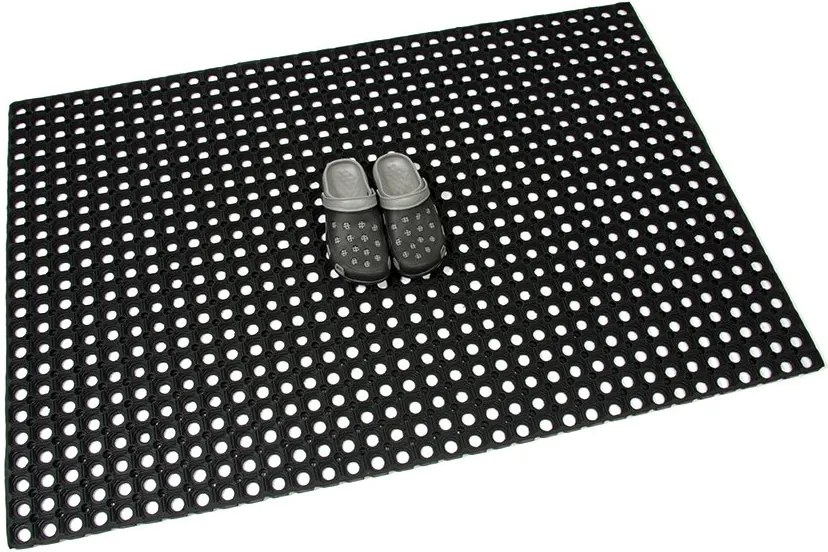 Gumová čistící venkovní vstupní rohož na hrubé nečistoty Honeycomb, FLOMAT - délka 100 cm, šířka 150 cm a výška 2,2 cm