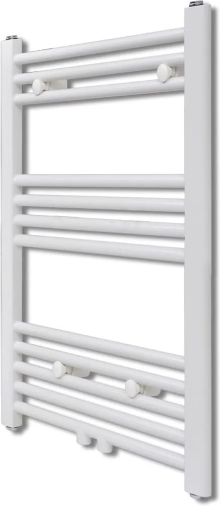 Žebříkový radiátor na ručníky - rovný - ústřední topení - bílý | 600x764 mm