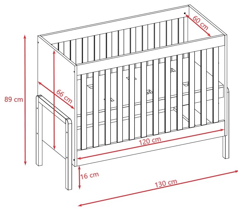 Victor | dětská postýlka | bílá | spací plocha 60x120 cm
