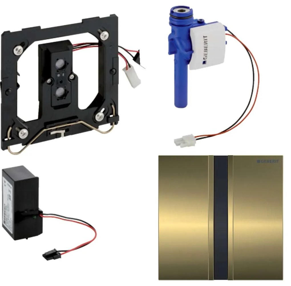 Geberit Splachovací systémy - Splachování pisoárů s elektronickým ovládáním, napájení ze sítě, krycí deska typ 50, mosaz 116.026.QF.1
