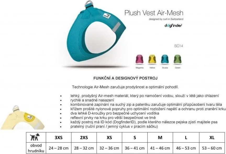 Postroj pro psy a kočky Curli vest Air-Mesh Rush fuchsia Velikost: XL