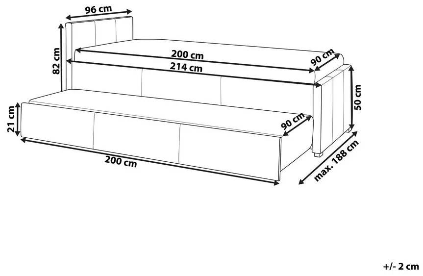 Postel s přistýlkou v světle šedým čalounění 90x200 cm MARMANDE Beliani