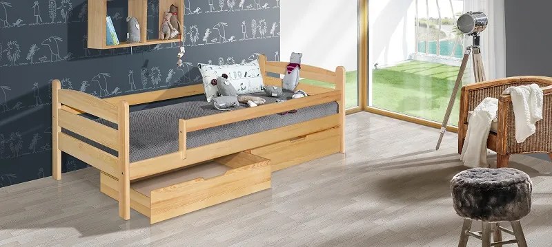 Jednolůžková postel Danita - masiv Zvolte možnost matrace: Bez matrace, Barevné provedení: Antracit