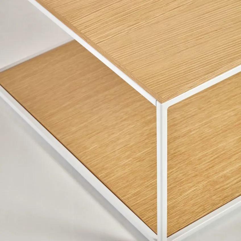 OnaDnes -20% Dubový konferenční stolek Kave Home Yoana 110 x 60 cm s bílou podnoží