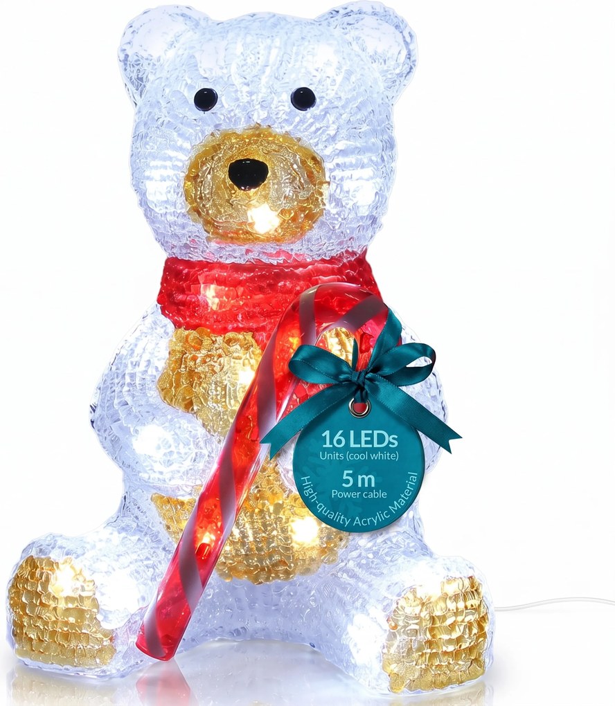 LED akryl figurka Vánoce Teddy sedící