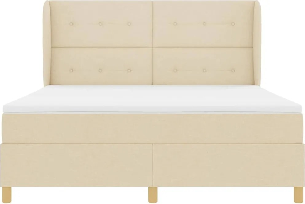 Postel s boxspringem s čelo Krémová 200 x 180 cm textil 3340772
