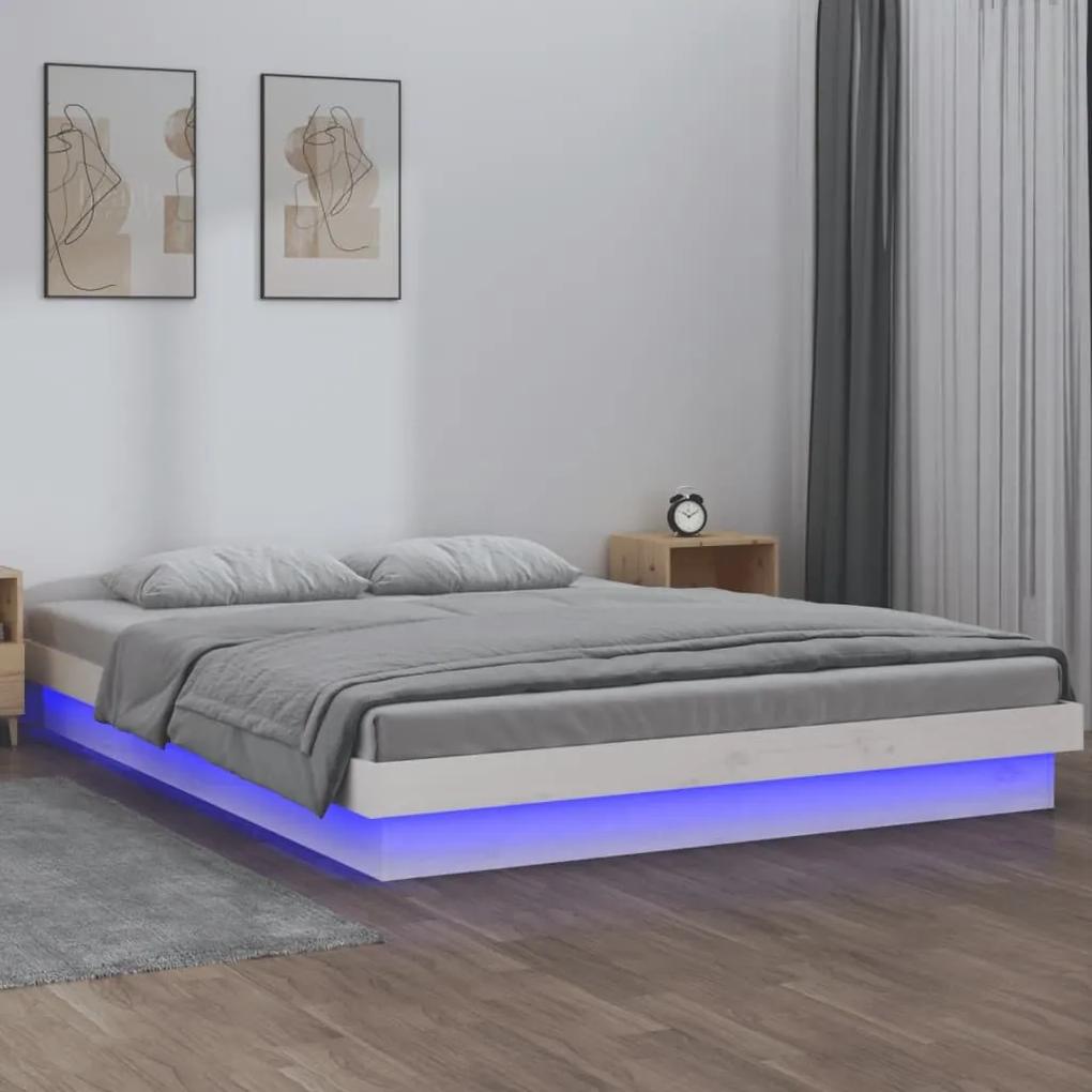 Rám postele s LED bílý 120 x 190 cm Small Double masivní dřevo,  820008