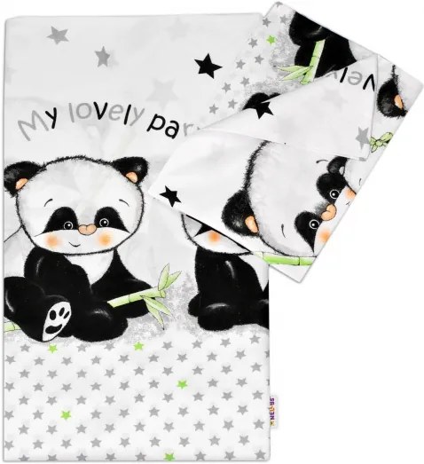 Baby Nellys Baby Nellys 2-dílné bavlněné povlečení 135x100 cm, Panda - bílé
