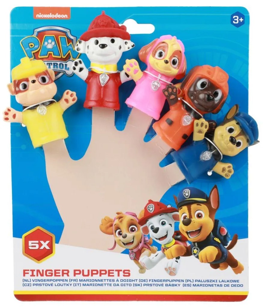 Maňásek prstový 5ks tlapková patrola/paw patrol guma 6cm na kartě 16,5x20cm