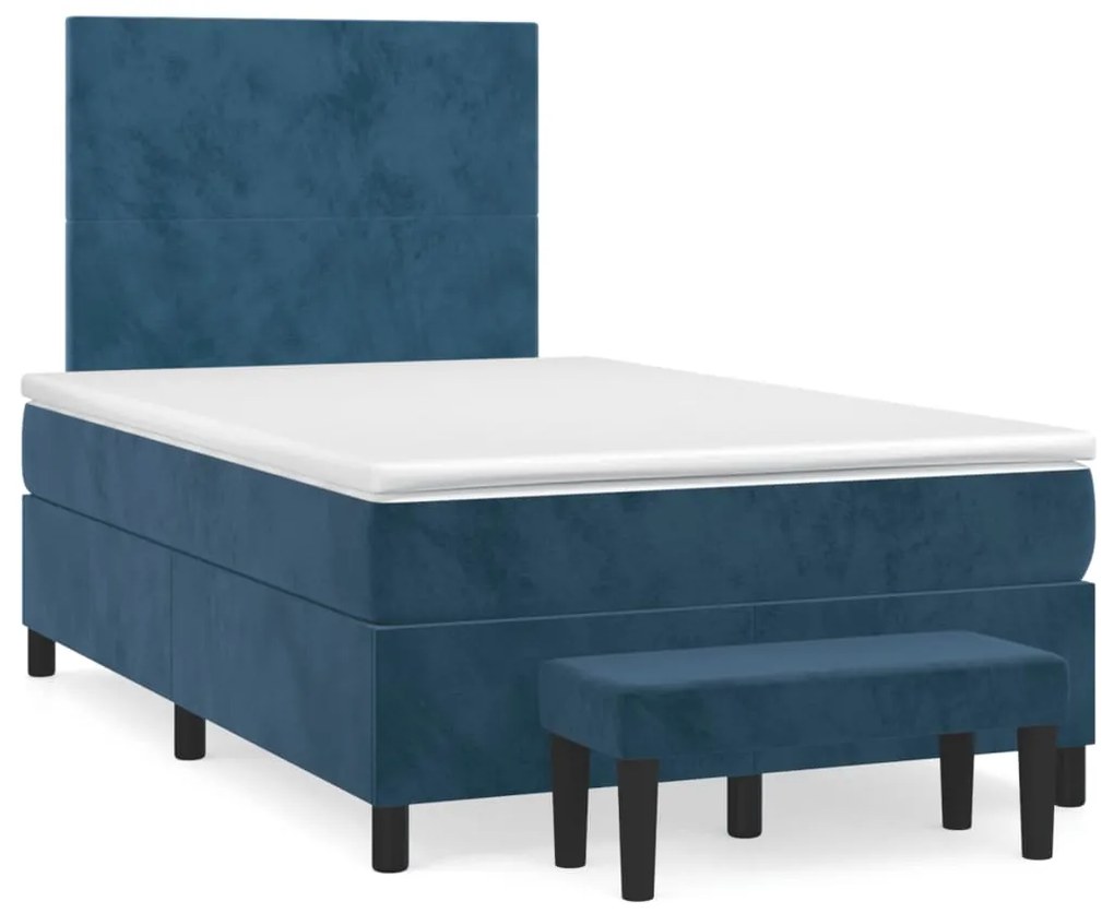 Box spring postel s matrací tmavě modrá 120x190 cm samet 3270461