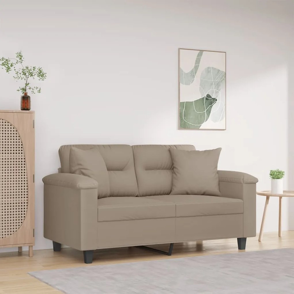 2místná pohovka s polštáři taupe 120 cm tkanina z mikrovlákna 3200965