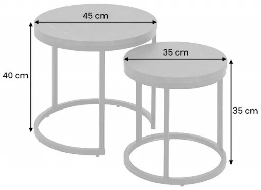 Odkládací stolek Elegance sada 2 ks 45 cm mramor černý / 43644