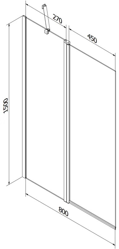 Mexen Flip, vanová zástěna 1-křídlová 80 x 150 cm, otočné křídlo, 6 mm námraza sklo, zlatý profil, 894-080-101-50-30