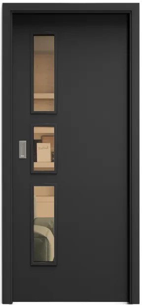 SAPELI ELEGANT KOMFORT M33 - CPL LAMINÁT - POSUVNÉ DVEŘE VČ. ZÁRUBNĚ - Černá grafit Průchozí šířka (cm): 110, Průchozí výška (cm): 197