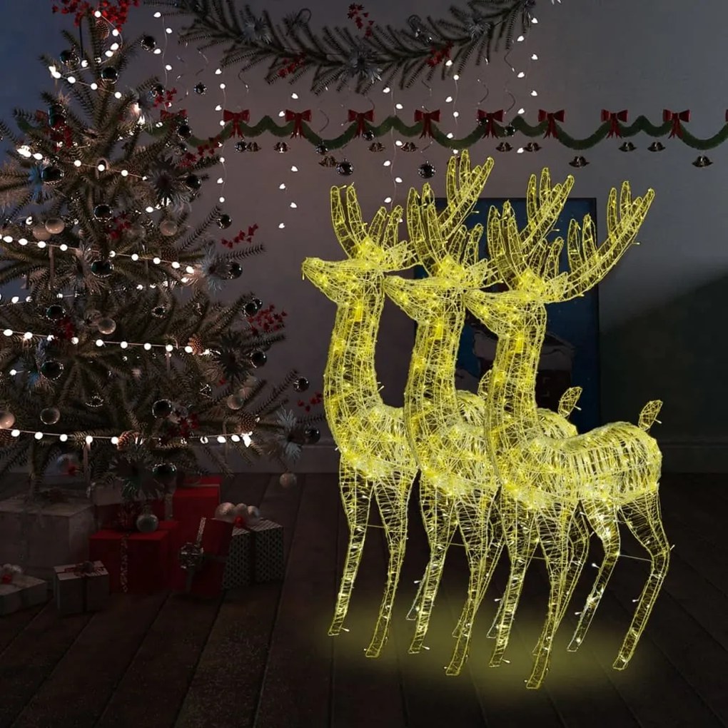 XXL Akryloví vánoční sobi s 250 teplými bílými LED 3 ks 180 cm,  3154355