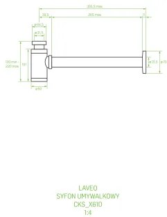 Laveo Laveo, lahvový umyvadlový sifon, růžové zlato, LAV-CKS_861D