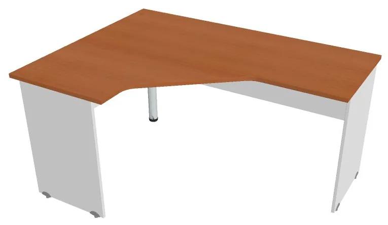 Stůl ergo pravý 160*120 cm - Hobis Gate GEV 60 P Dekor stolové desky: třešeň, Dekor lamino podnože: bílá, Barva nohy: stříbrná