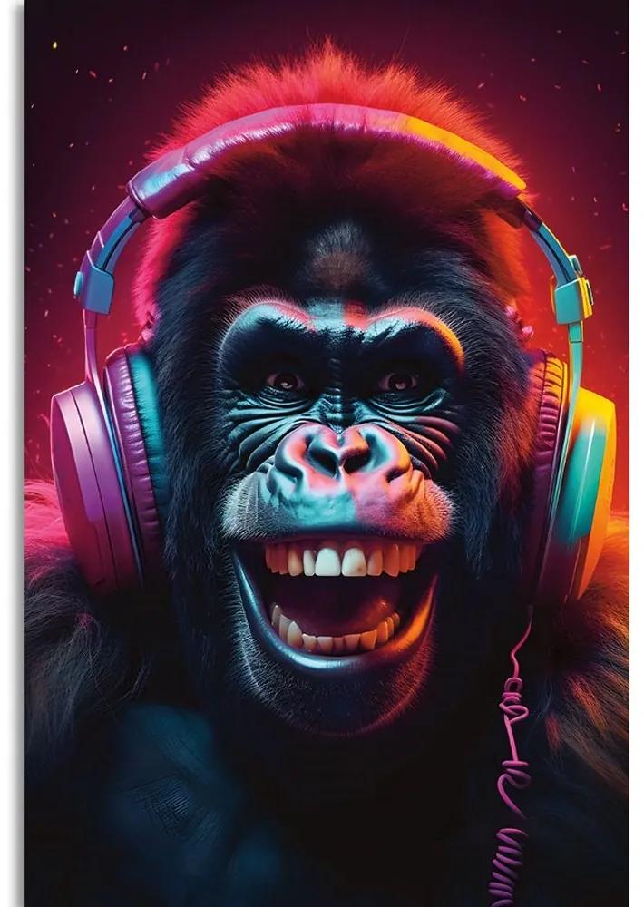 Obraz gorila se sluchátky - 80x120