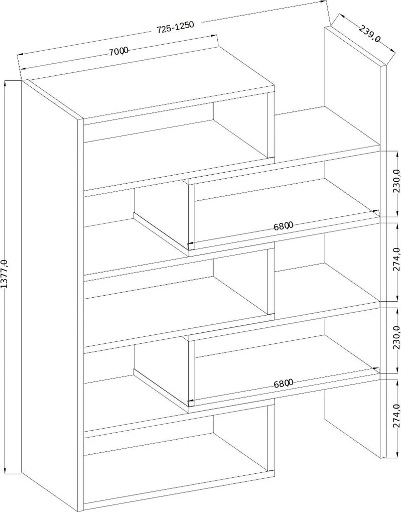 ADRK Furniture Regál KARDAL BS-KAD-138-A