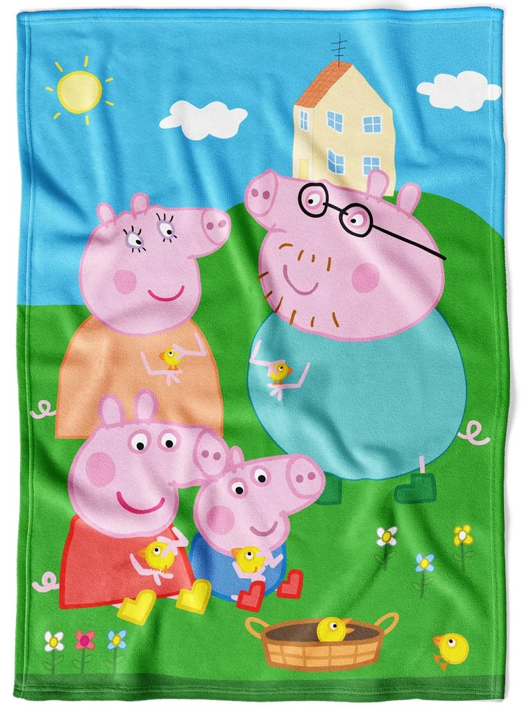 DĚTSKÁ FLEECOVÁ DEKA PEPPA PIG 150X200 CM VZOROVANÁ