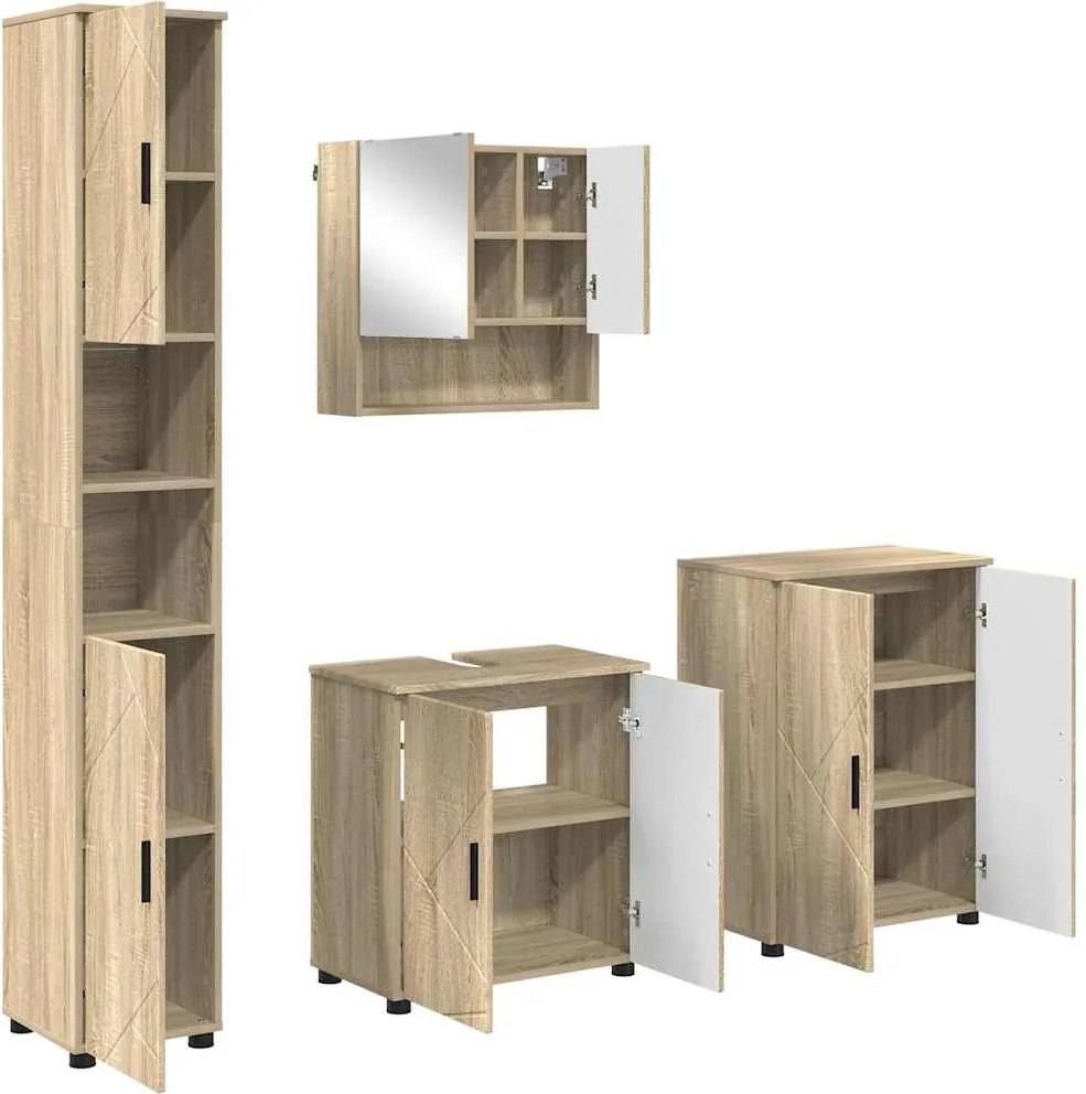 Sada koupelnového nábytku 4 ks Sonoma dub 61 x 35 x 64 cm 3393005