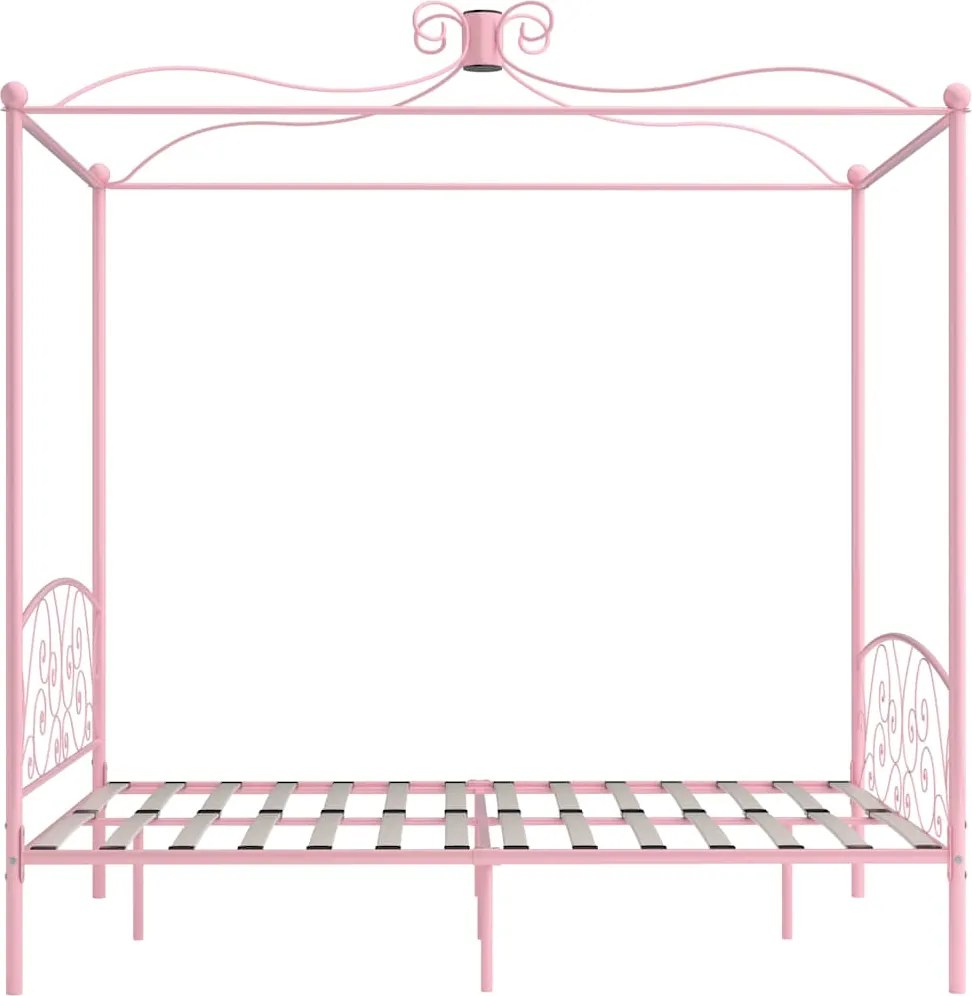 Rám postele s nebesy růžový kovový 160 x 200 cm 284490