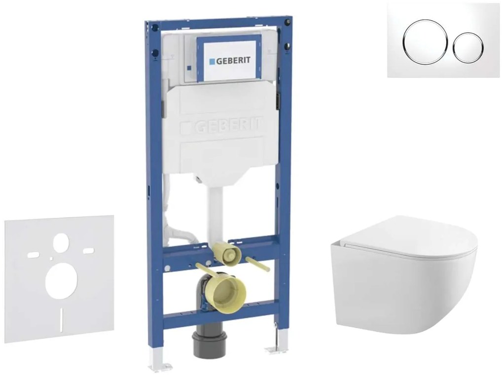 Geberit Duofix - Set předstěnové instalace, klozetu Gaia a sedátka softclose, tlačítko Sigma20, bílá/chrom SANI11CA3118B