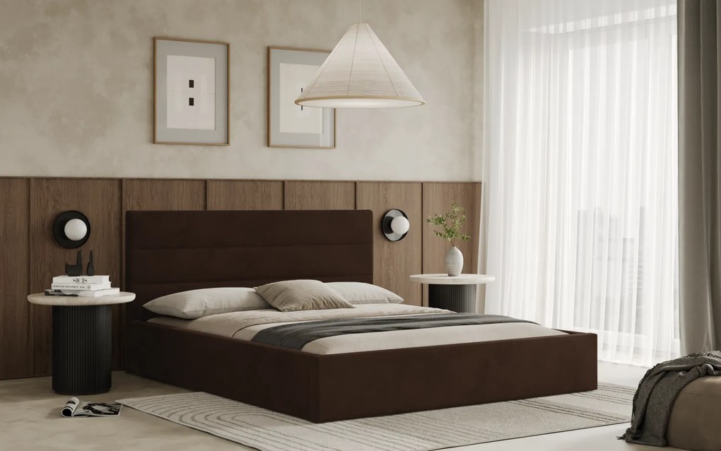 Postel LIVO 140x200 hnědá s úložným prostorem