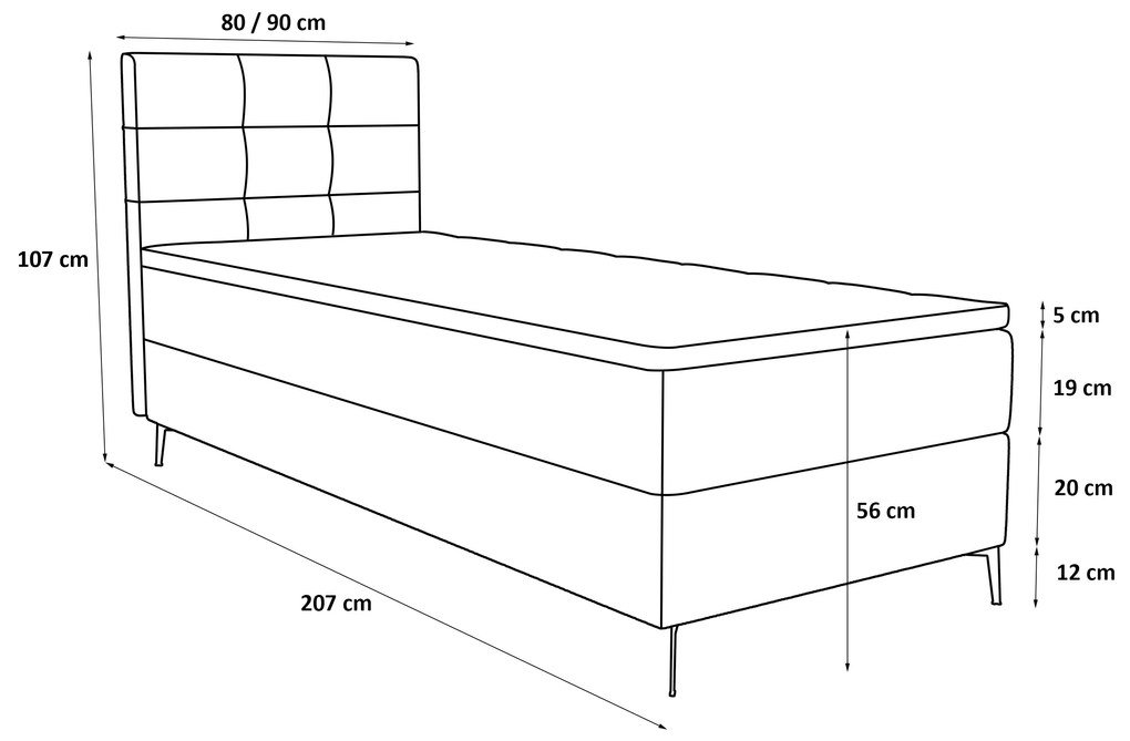 Jednolůžková postel 90 cm Infernus Bonell (lososová) (s roštem, s úl. prostorem). 1082279