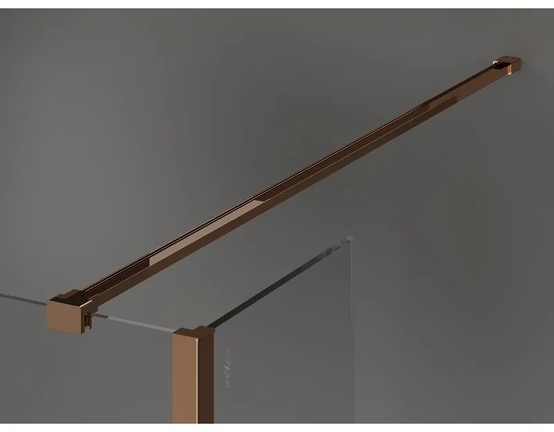 Mexen Kioto, sprchový kout typ Walk-in 90 x 30 cm, 8mm čiré sklo, profil růžové zlato, 800-090-212-60-00-030